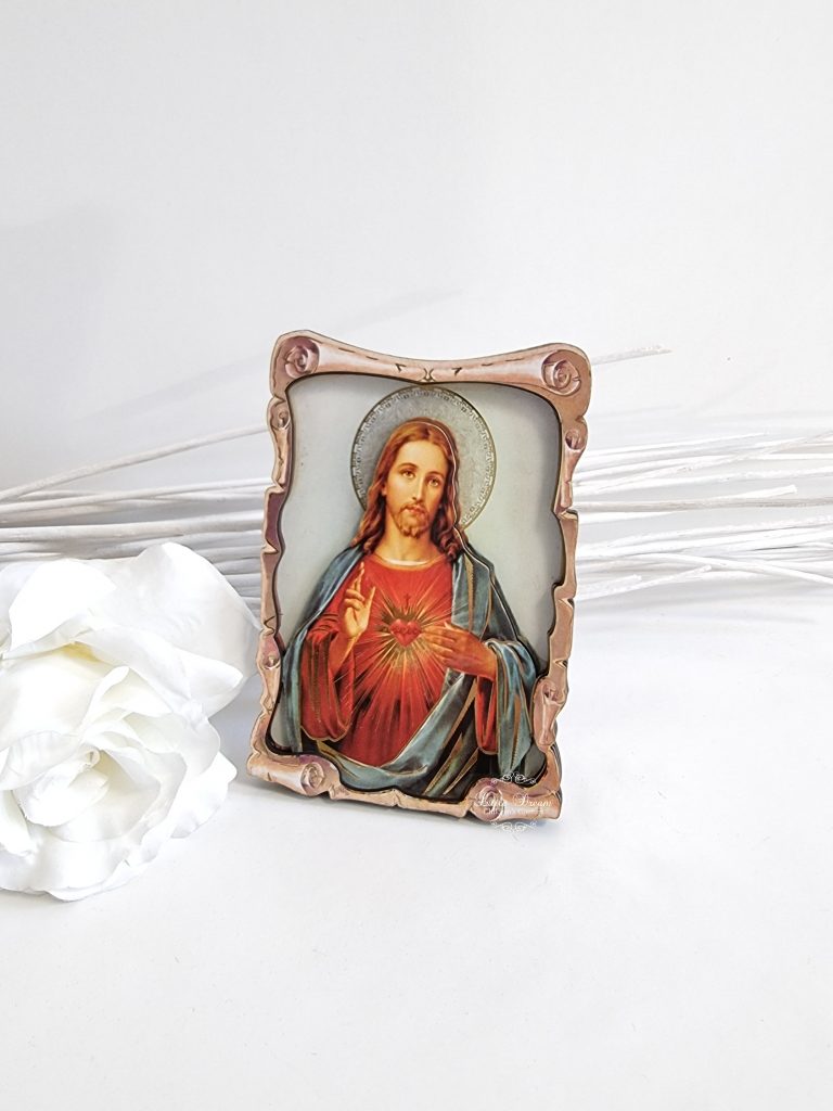 Sacred Heart Jesus Scroll Frame Freestanding Icon | Plaque – Little Dream