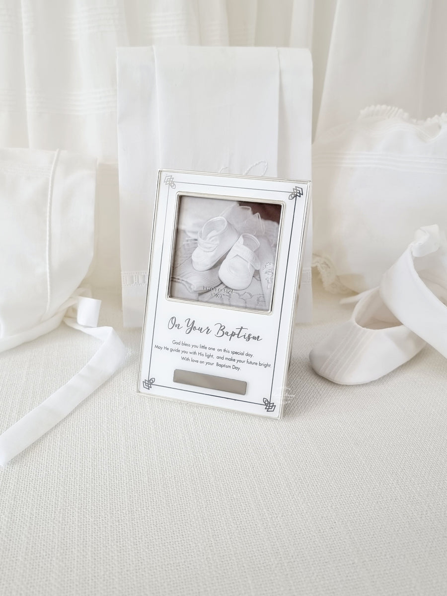 ‘On Your Baptism’ White and Silver Photo Frame + Engraving Bar – Little ...