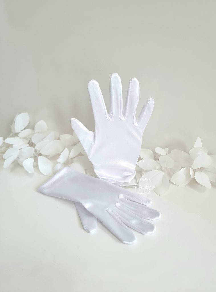 White Satin Holy Communion Gloves – Little Dream